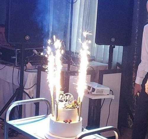 Свечи золотые в торт фонтан на праздник 4 шт