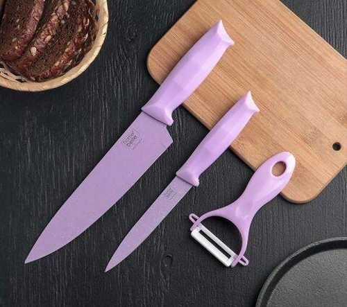 Набор кухонных ножей с керамической овощечисткой
