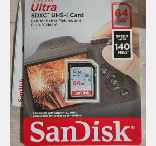 Карта памяти sandisk sdxc 64gb class10 UHS-I Ultra