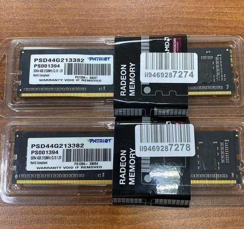 Оперативная память Patriot ddr4 4gb х2 8gb