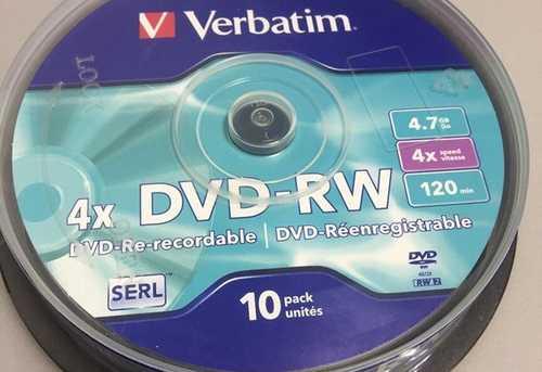 DVD-RW Verbatim 4,7GB, 4x, в упаковке 10 шт