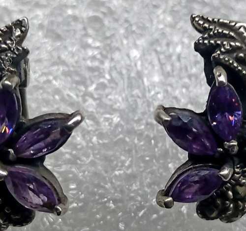 Серебряные серьги с аметистом