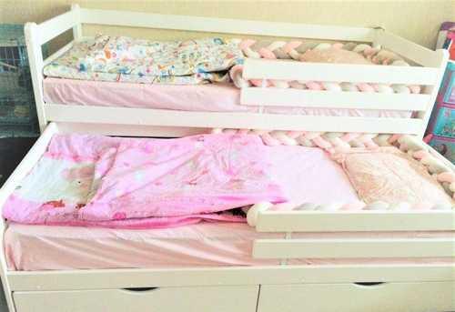 Детская двухъярусная выдвижная кровать