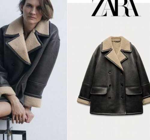 Дубленка кожаная zara