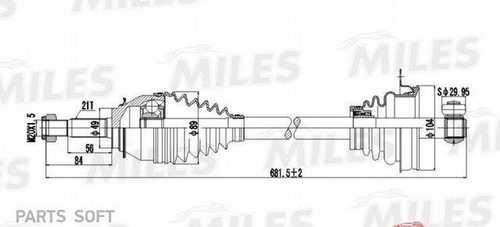 Miles GC01112 Привод в сборе левый без ABS renault