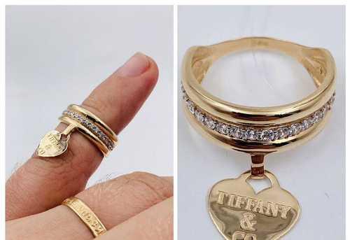 Золотое кольцо с сердечком, 18 размер, новое