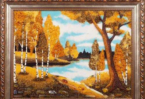 Картина из янтаря "Лесное озеро" Array