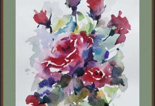Картина акварелью Розы