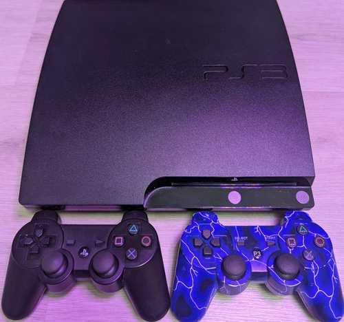 Sony PlayStation 3 Slim, 320 ГБ, Прошитая, 2 геймпада