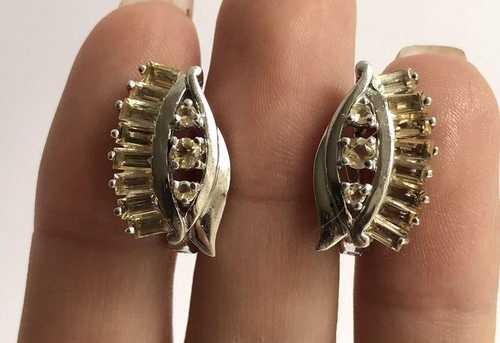 Серьги Серебро 925 цитрин красивые
