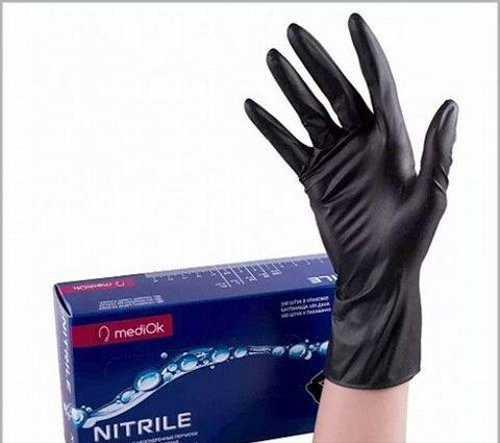 Перчатки нитриловые M неопудренные Mediok черный 5