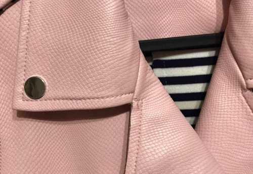 Кожаная куртка косуха Zara женская розовая