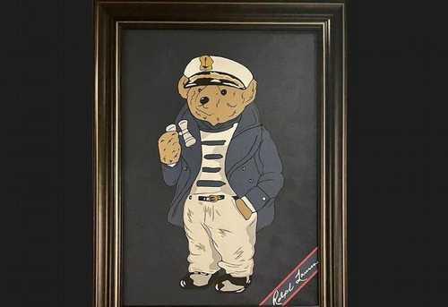 Картина в раме медведь Ralph Lauren, акрил / холст