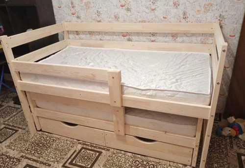 Детская двухъярусная кровать выдвижная без покраск