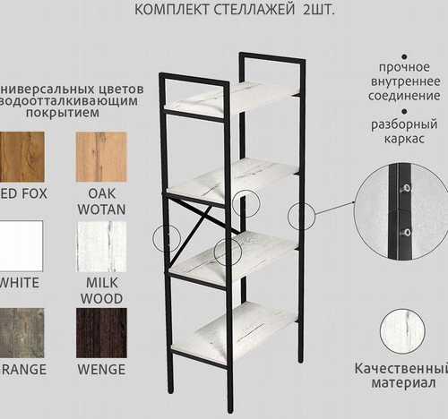 Комплект strong loft, стеллажи 2 шт, светло-серый