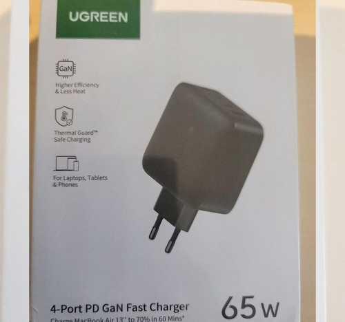 Зарядное устройство ugreen 65w 4 порта GaN