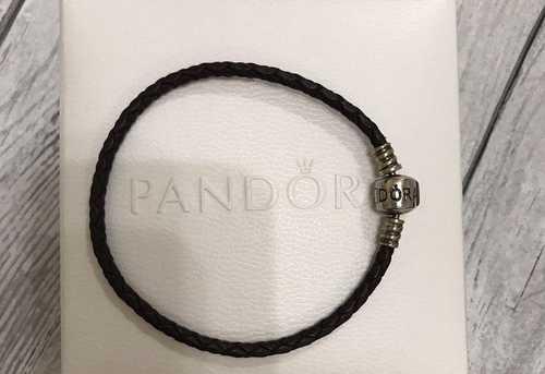 Кожаный браслет pandora