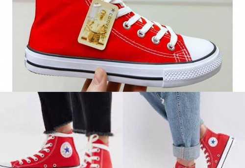 Converse Конверсы Кеды высокие красные all stars