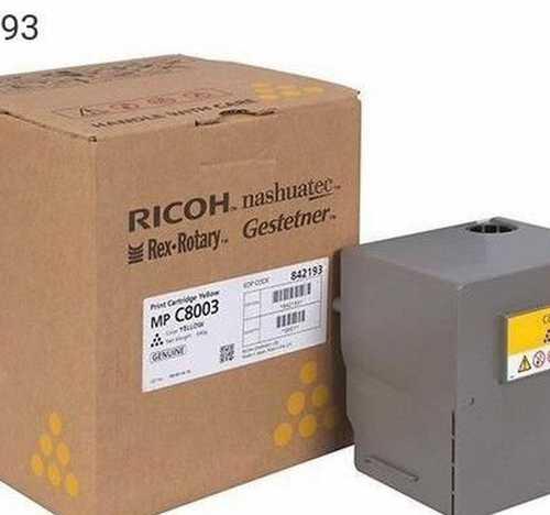 842193, Тонер-картридж Ricoh MPC8003 Лазерный Желтый