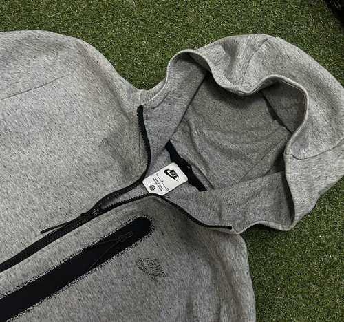 Зип худи nike tech fleece серая (adidas under)