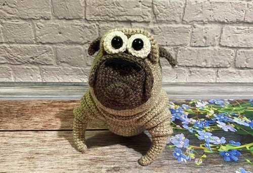 Вязаная игрушка бульдог handmade