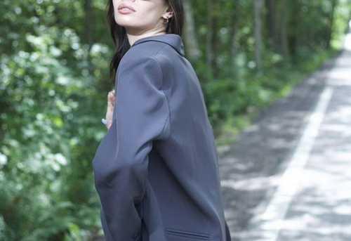Пиджак женский оверсайз, серый пиджак свободный