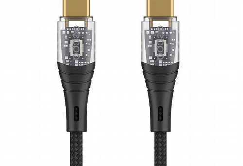 Кабель Deppa Crystal USB-C - USB-C, 60W 1м (Черный