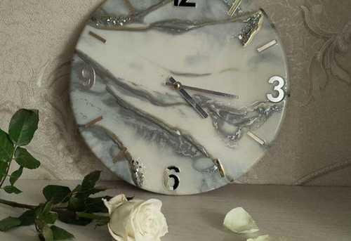 Часы из эпоксидной смолы, диаметр 35 см