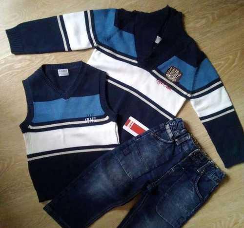 Kanz 86/92 новые свитер, жилет, джинсы