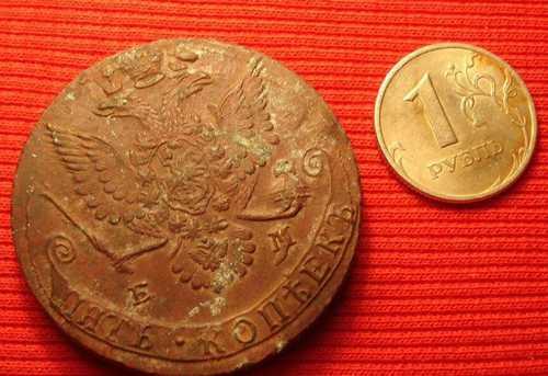 Монета Медь 1780 год Катин Пятак Екатерина 2
