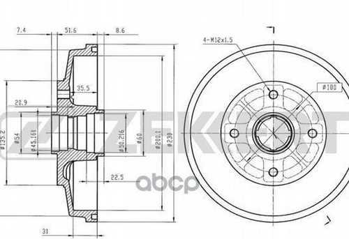 Барабан торм. зад. Kia Rio I 00- bs-5189 Zekkert