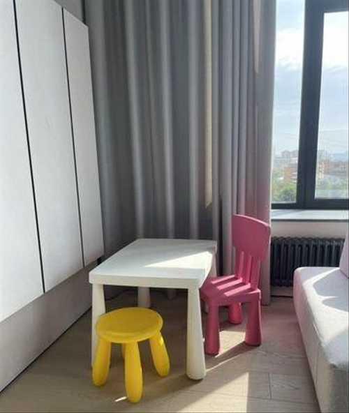 Детские стол, стульчик и табурет IKEA Маммут