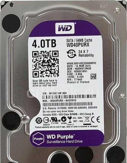 Жесткий диск WD 4тb Purple wd40purx-78akyy0