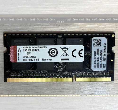 8 Гб DDR3L sodimm Kingston HyperX Impact