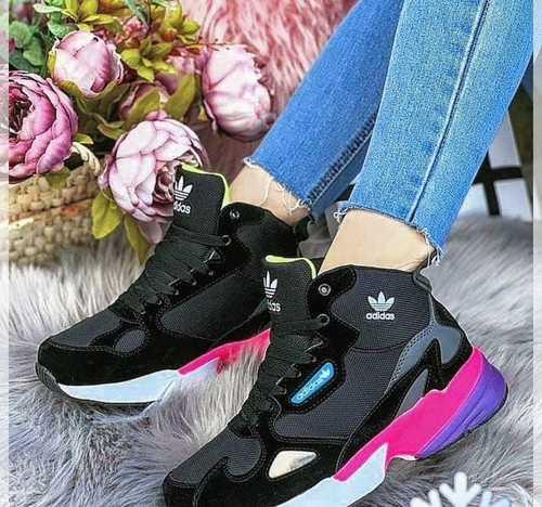 Кроссовки Зимние Adidas Falcon Pink Black Женские