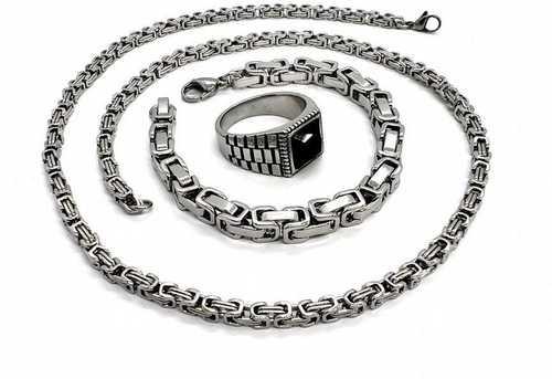 Мужской набор Византия цепь браслет перстень сереб