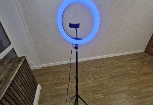 Кольцевая лампа со штативом цветная 33 см