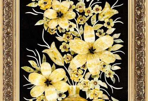 Картина из янтаря "Ваза с лилиями" Array
