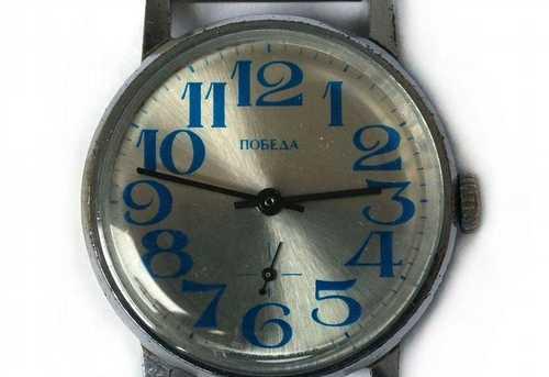 Винтажные часы Победа синие цифры 1980е СССР