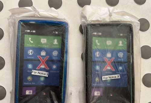 Чехлы для Nokia X, новые, черный и синий