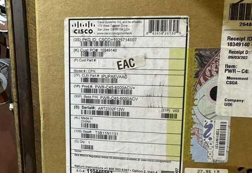 Блок питания Cisco PWR-C45-6000ACV