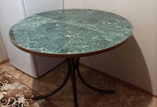 Стол кухонный круглый раскладной + стекло
