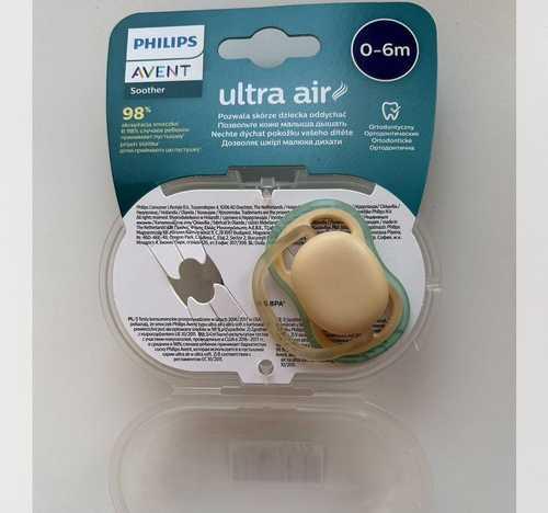 Соска пустышка philips avent ultra air 0-6 m