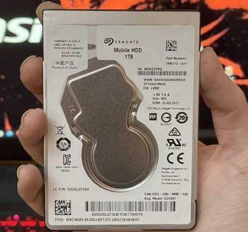 Жёсткий диск на 1000гб SATA 2,5"Seagate в отл/сост