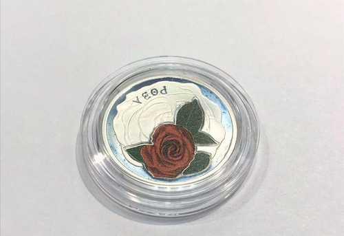 Серебряная монета "Роза" удивительный мир цветов 9