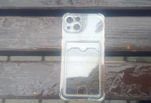 Чехол iPhone 11 прозрачный с карманом для карты