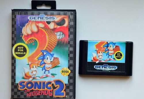 Оригинальный картридж Sonic 2 для Sega Genesis