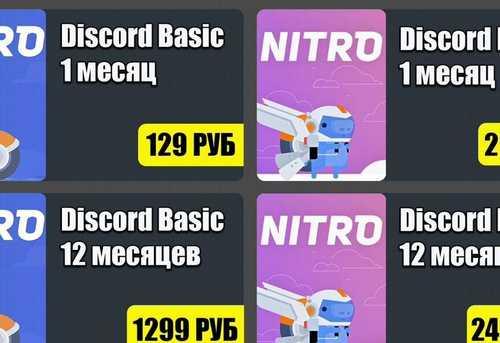 Dicscord NitroBasic - 1/12 месяцев (640+ отзывов)