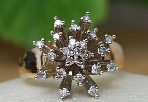 Золотое кольцо бриллианты, брызги шампанского 585