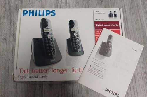 Цифровой беспроводной телефон Philips с двумя труб